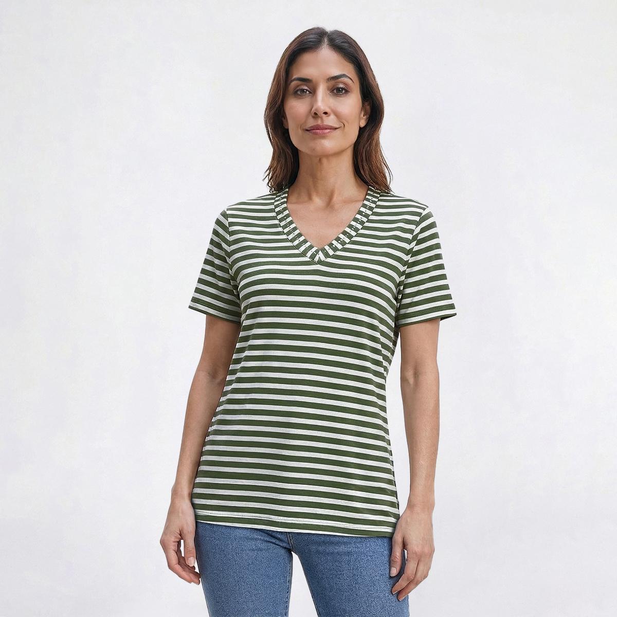 Click here for Womens Hasting & Smith Short Sleeve Stripe V Neck... prices